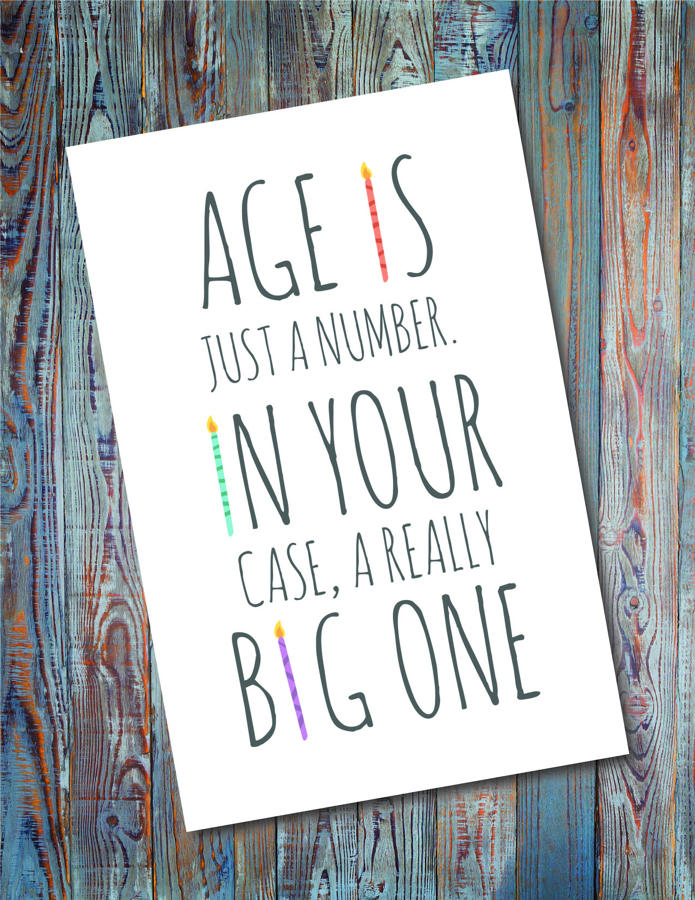 Age is Just a Number Birthday Cards Greeting Card Paper | Etsy