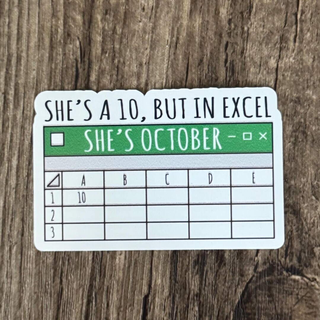 Shes a Ten Sticker, Spreadsheet Sticker, Die Cut Sticker, Laptop ...