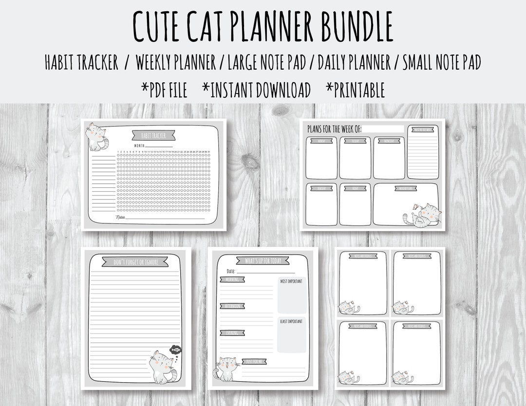 Downloadable Planner, Printable Planner Bundle, Planner Bundle, Habit ...