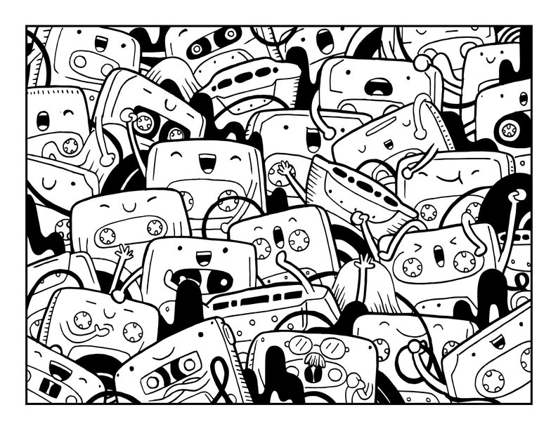 Nostalgia Coloring Page Nostalgic Coloring Pages Digital | Etsy