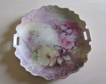 Hand Painted Rose Plate - Etsy