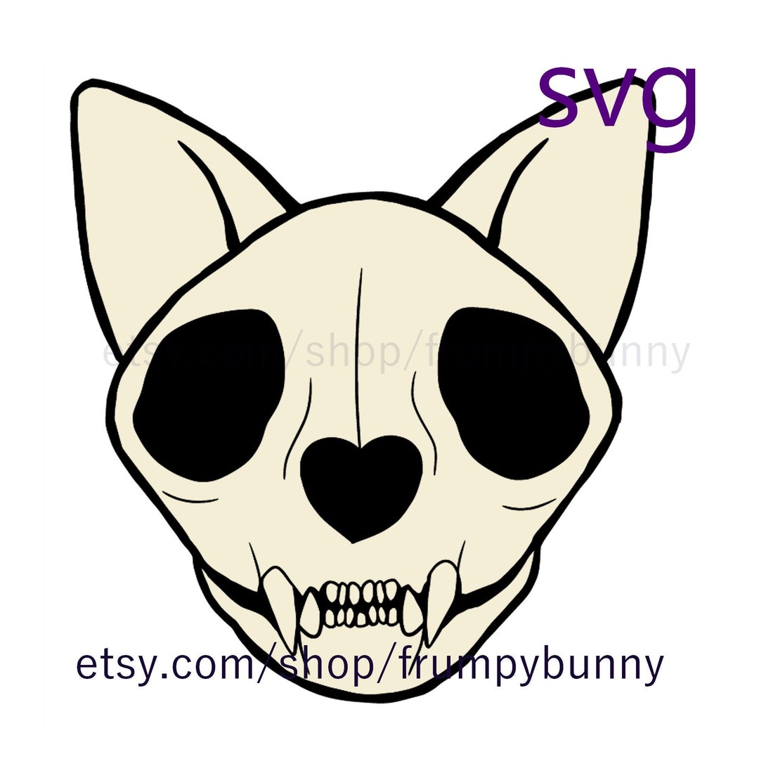 Cat Skull Png Svg Files Digital Line Art Coloring Clip Art - Etsy