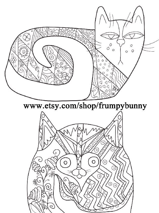 Printable Cat Adult Coloring Book: 20 Kitty Coloring Pages. - Etsy