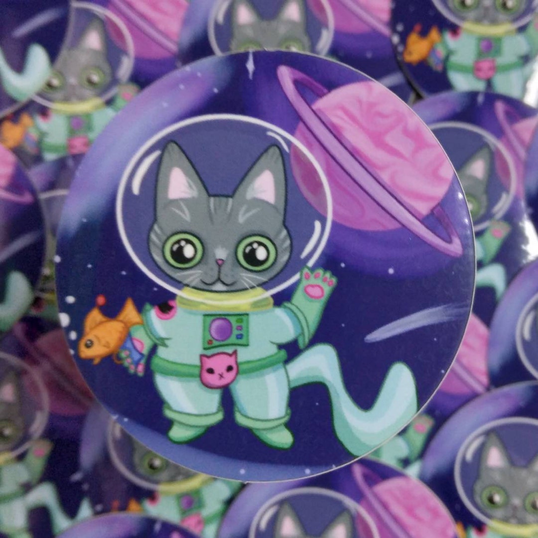 Astronaut Cat Vinyl Sticker - Etsy