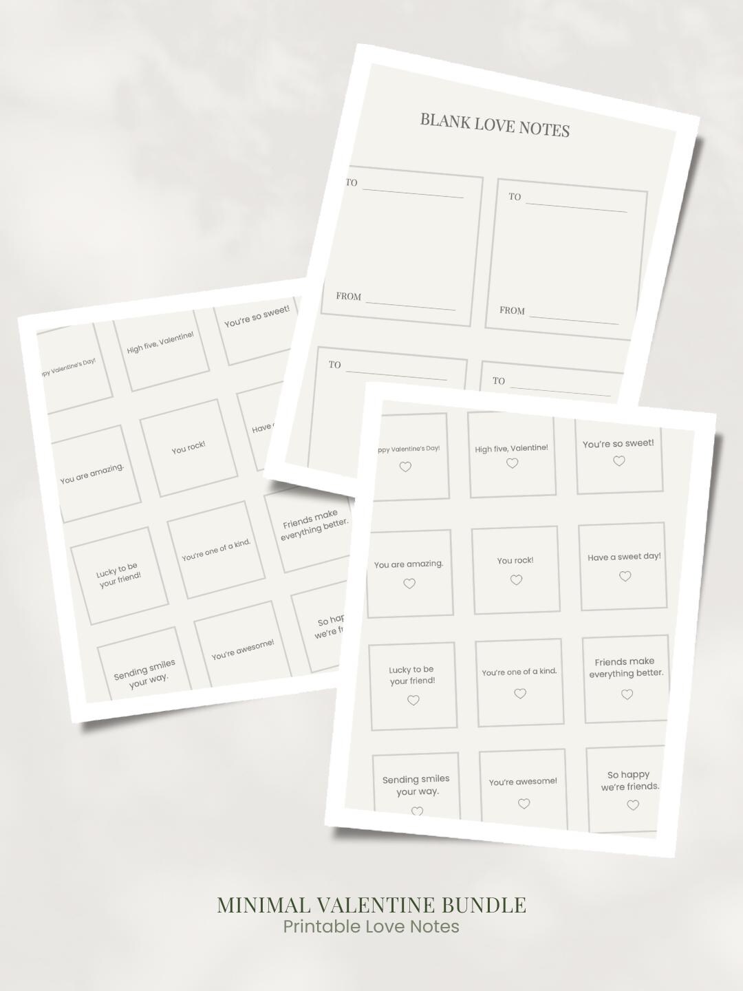 Minimal Valentine Love Notes | Printable Valentine Cards for Kids ...