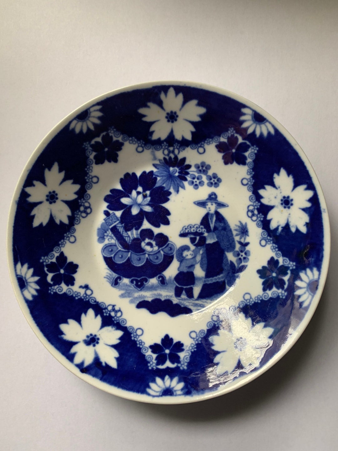 Beautiful! Antique Early 1800's Flow Blue China Dish 'eskimo Child ...