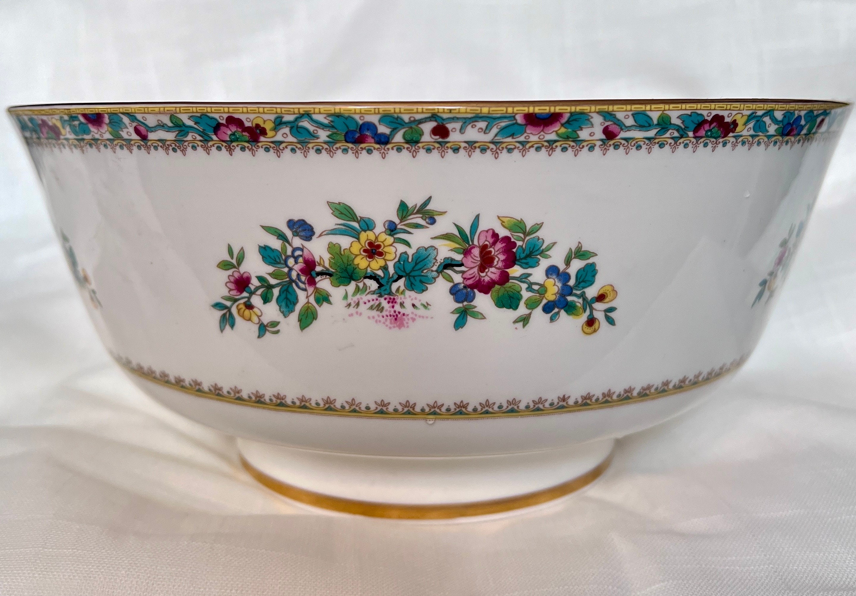 Beautiful Rare Vintage Coalport Ming Rose English Fine Bone China Floral Dish Large Serving Dish ...