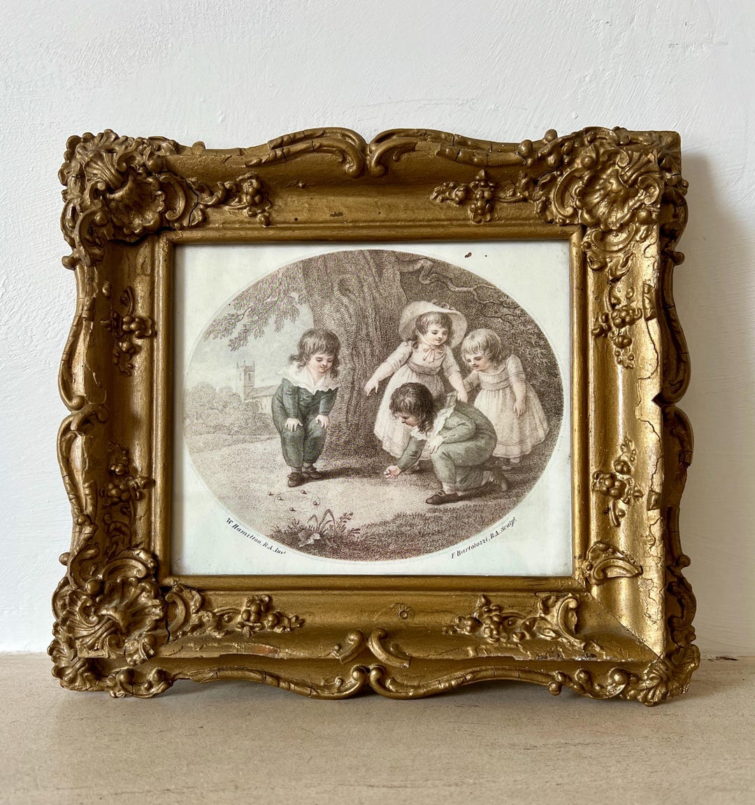 Antique Georgian Circa 1787 Hand Coloured Engraving in Gilt Frame ...