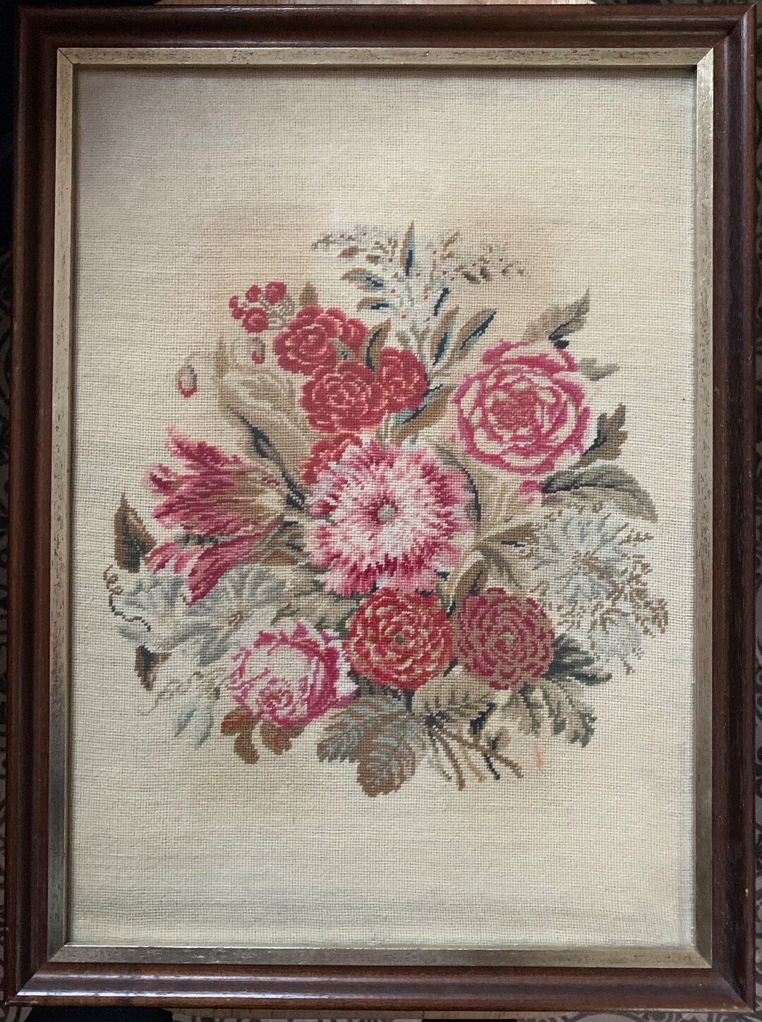 Beautiful! Original Antique Victorian Tapestry Berlin Work Embroidery ...