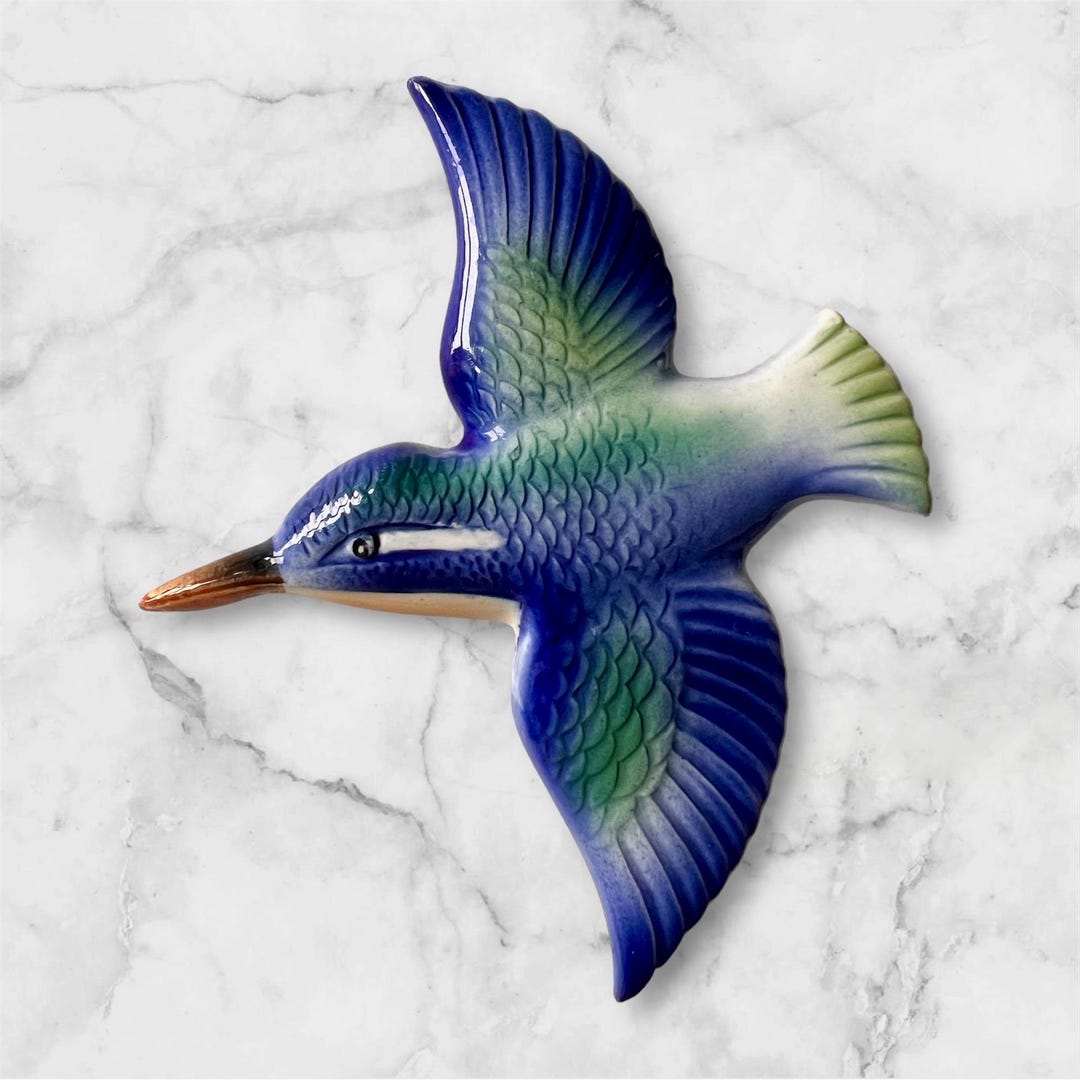 Beautiful Rare Keele Street Stoke Potteries Hand Painted Kingfisher ...