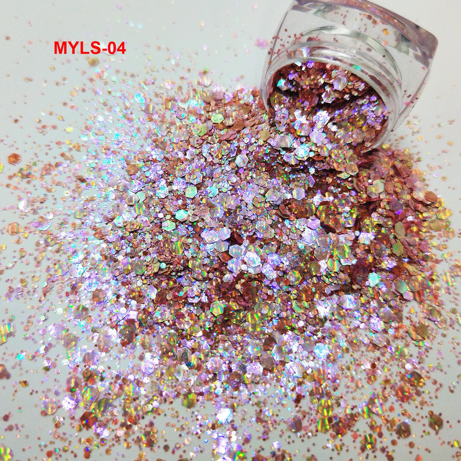 12colors Holographic Laser Nail Art Glitter Mix Mirror Chunky Hexagon ...