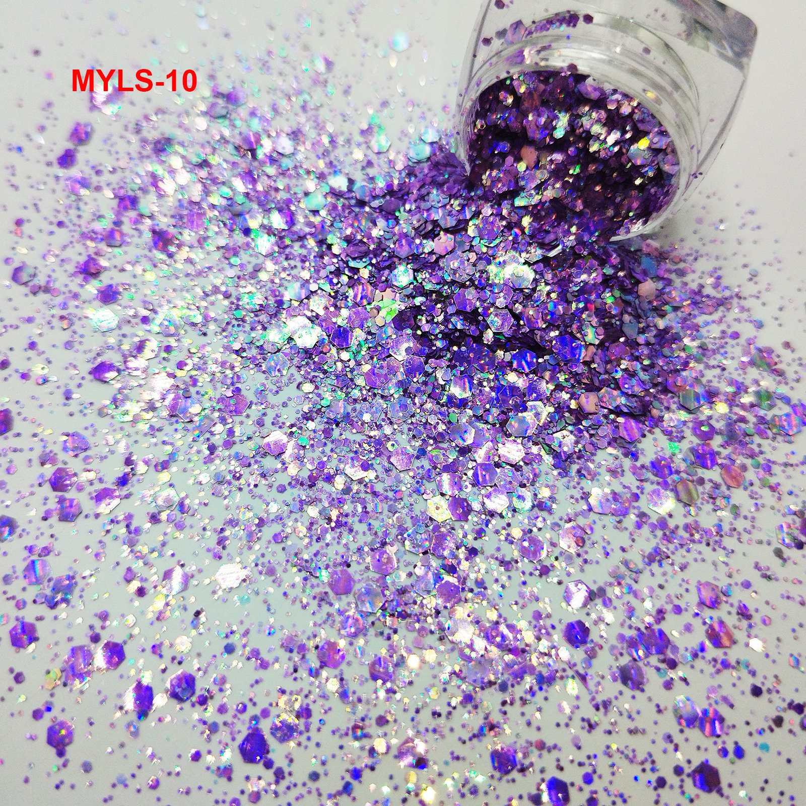 12colors Holographic Laser Nail Art Glitter Mix Mirror Chunky Hexagon ...