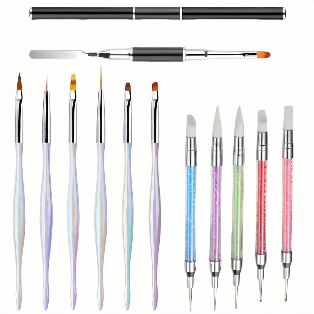 12PC Nail Art Liner Brush Set,acrylic&gel Nail Extension Brush Picker 2 ...