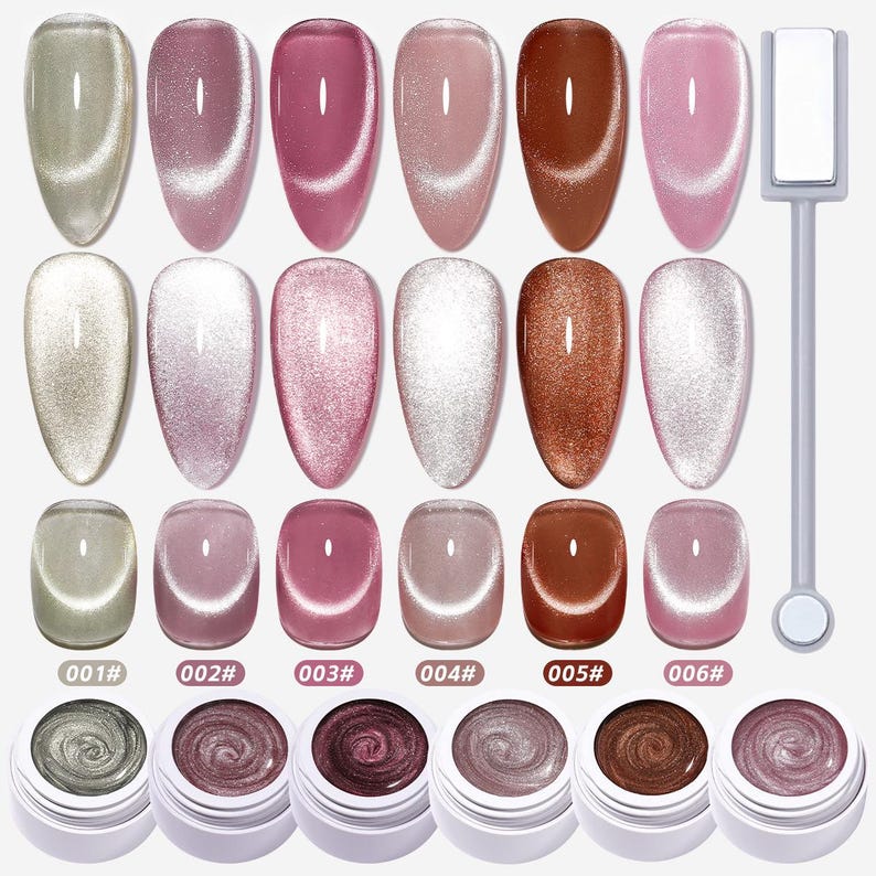Rouge Tears Cat Eye Gel Nail Polish Set-6 Color Magnetic Velvet Ice ...