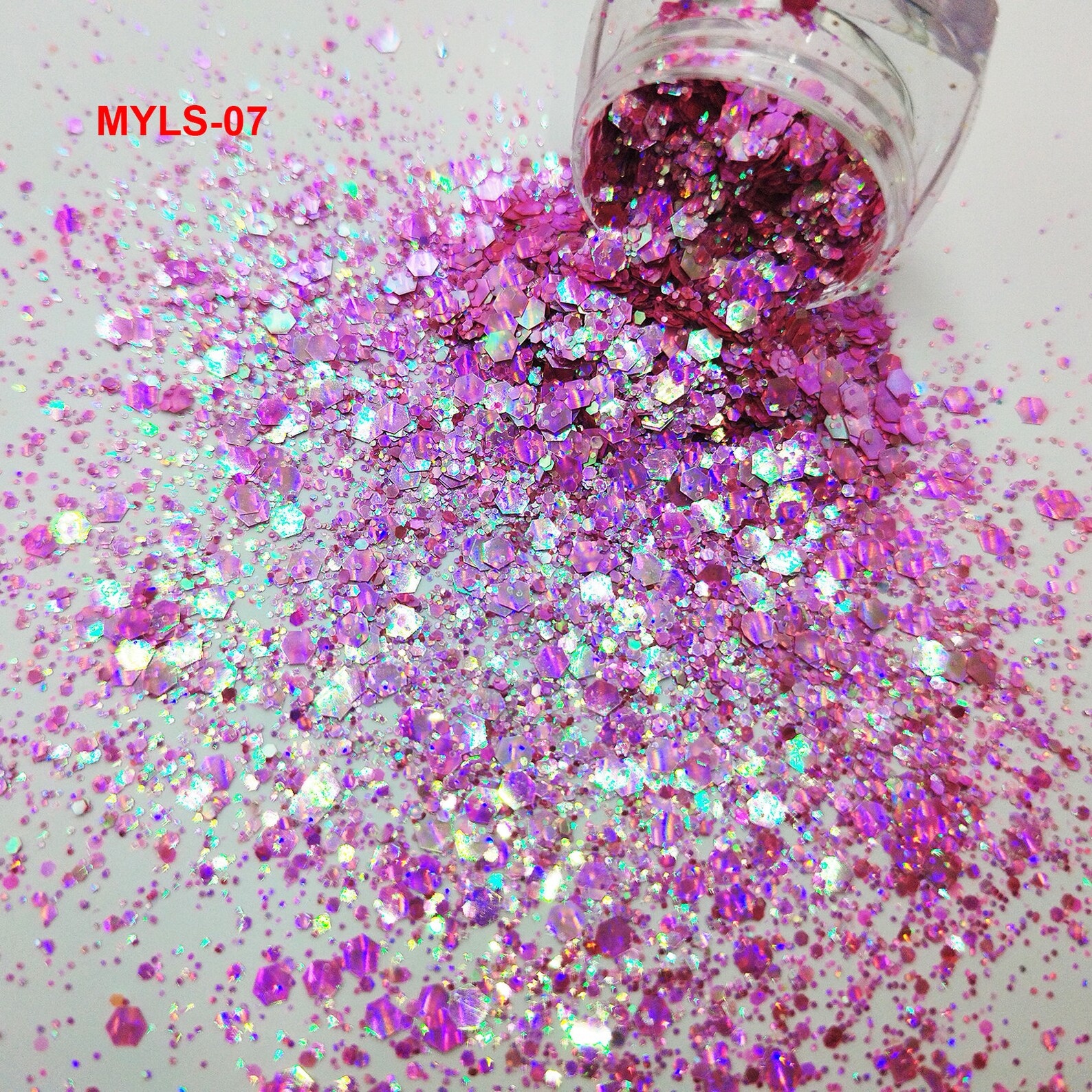 12colors Holographic Laser Nail Art Glitter Mix Mirror Chunky Hexagon ...