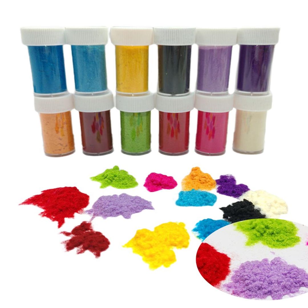 Multi-color Fuzzy Nylon Fiber Flocking Velvet Powder,12 Colors 3D Candy ...