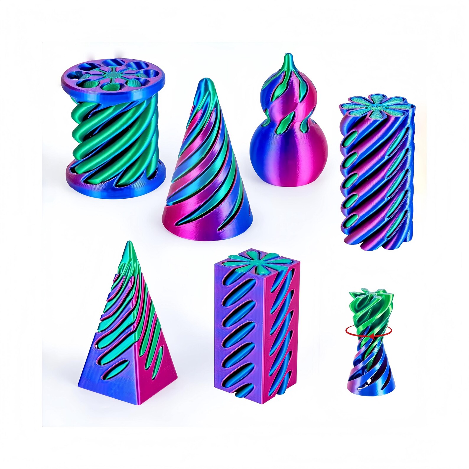 6 Pack 3D Print Spiral Cone Fidget Toys,impossible Pyramid Passthrough ...