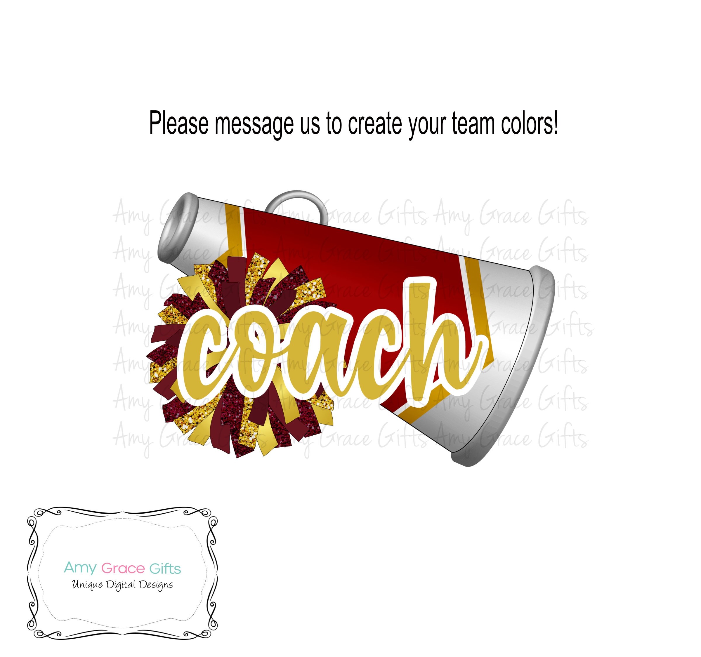 Cheer Coach Megaphone Pom Poms, Cheerleading, Clipart, Sublimation ...