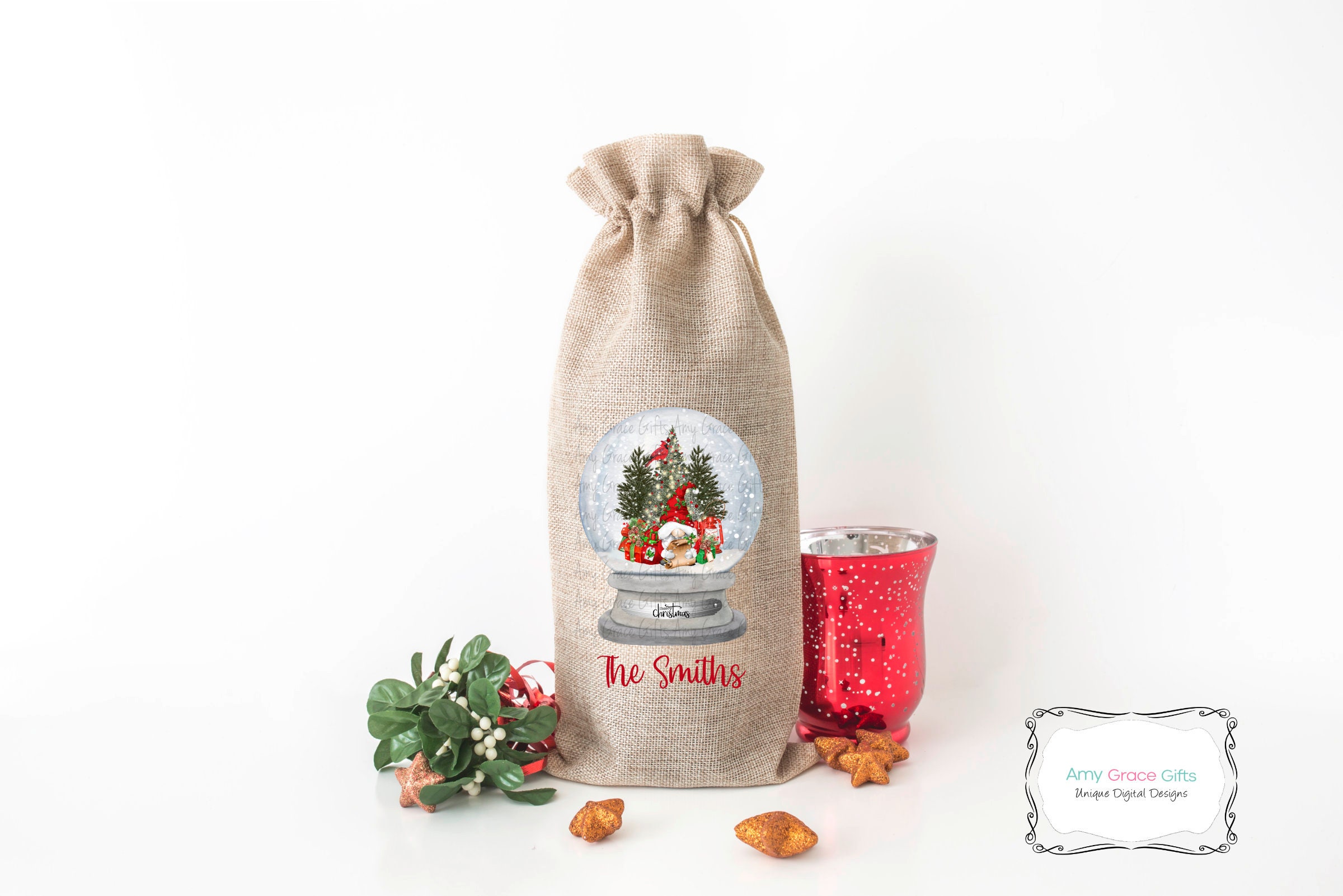 Snow Globe Santa Gnome Christmas Clipart Digital Design - Etsy