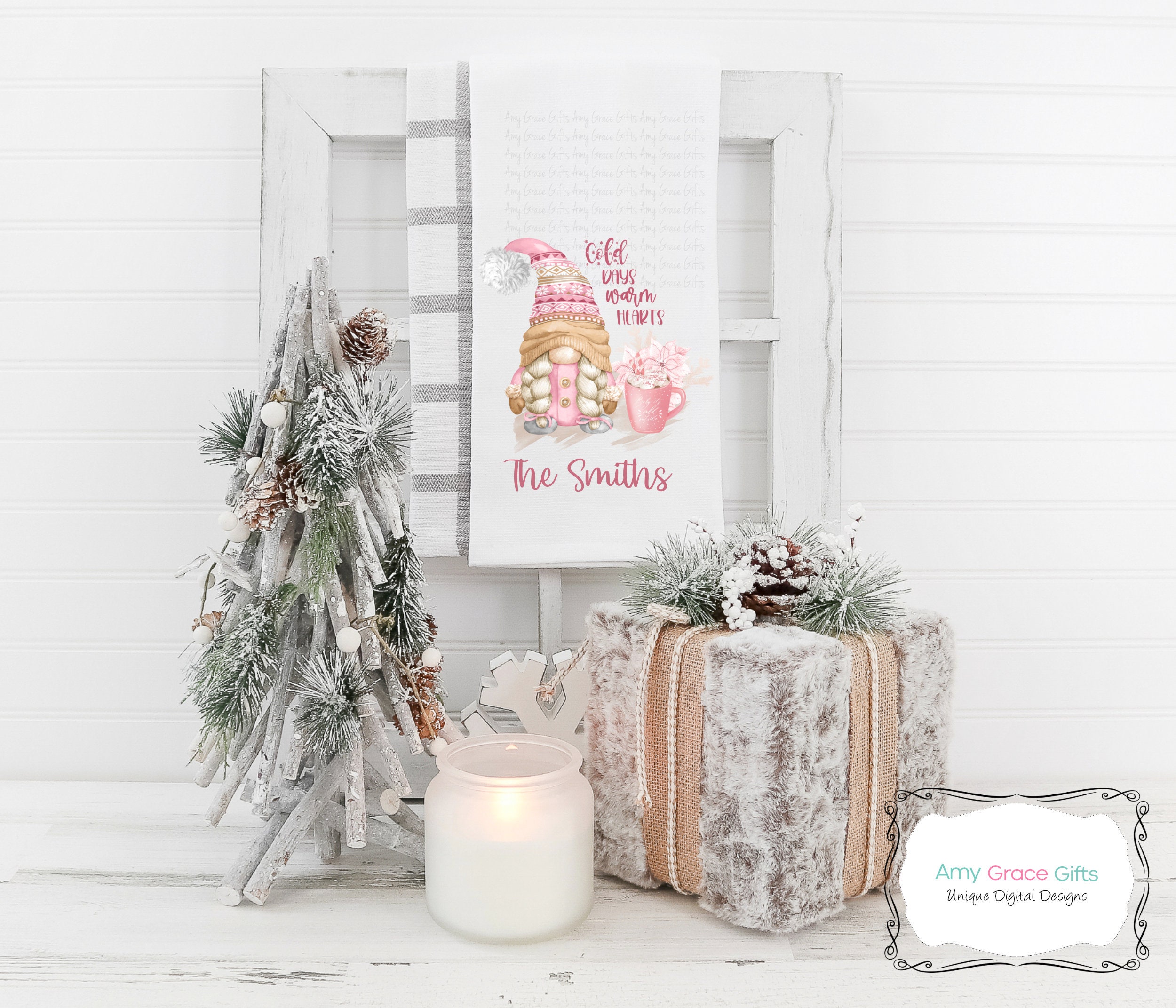Boho Gnome Pink, Winter Christmas, Clipart, Digital Design, Instant ...
