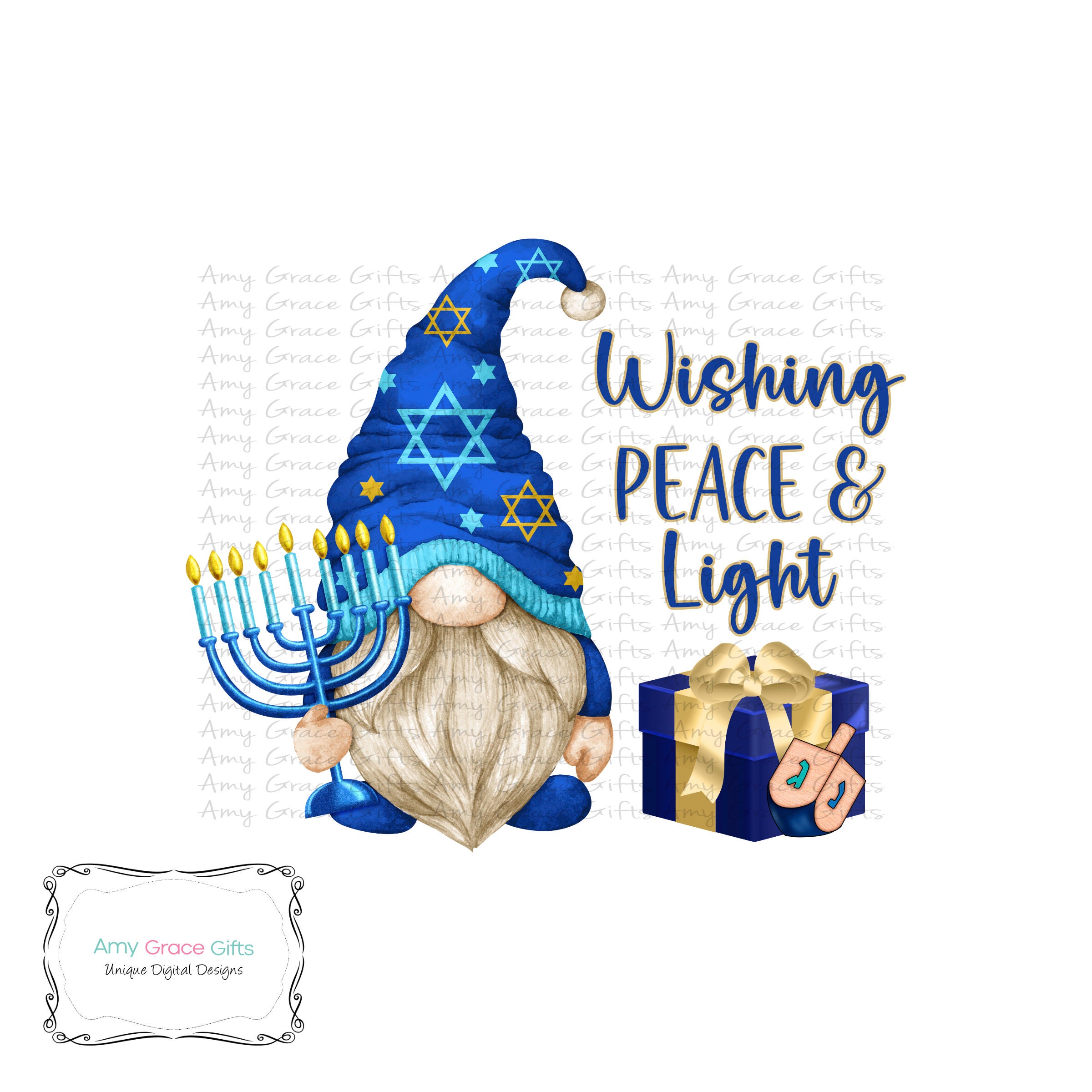Gnome Hanukkah Menorah, Clipart, Digital Design, Sublimation, PNG ...