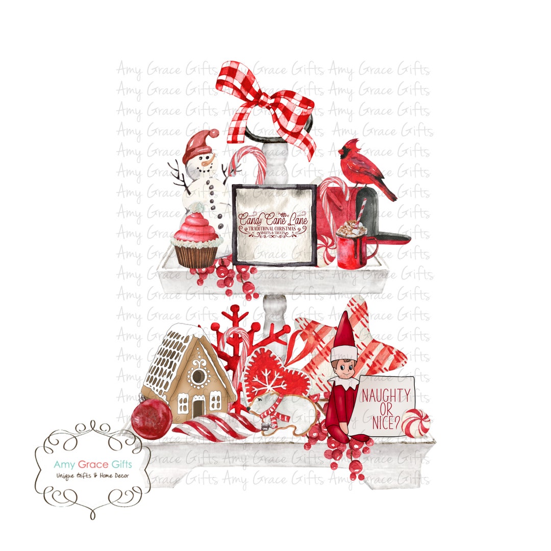Candy Cane Elf Tiered Tray Digital Design, Clipart, Sublimation, PNG ...