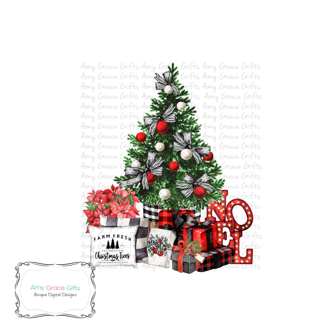 Christmas Tree Gifts, Clipart, Digital Design, Instant Download ...