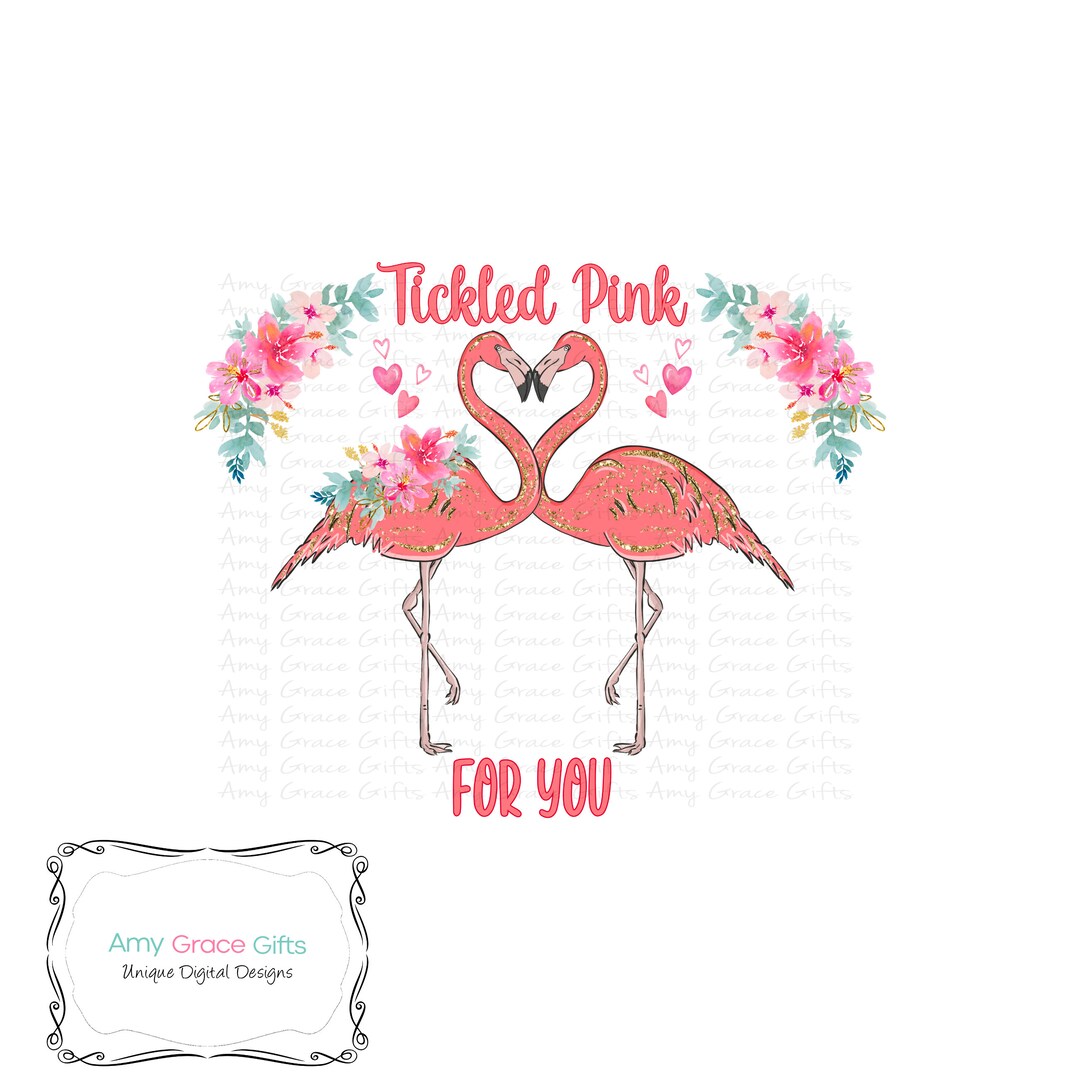 Flamingos Tickled Pink, Heart Valentine, Tropical, Clipart, Sublimation ...