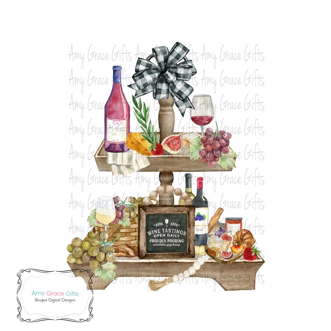 Wine Tiered Tray, Clipart, Digital Design, Instant Download, Printable ...