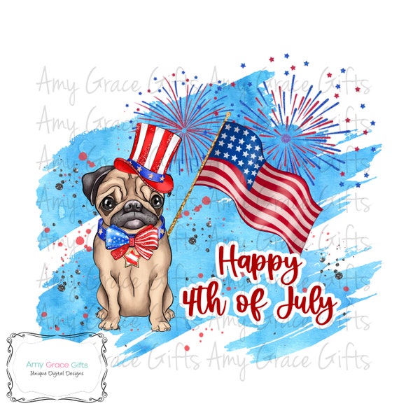 4th of July Pug - Etsy