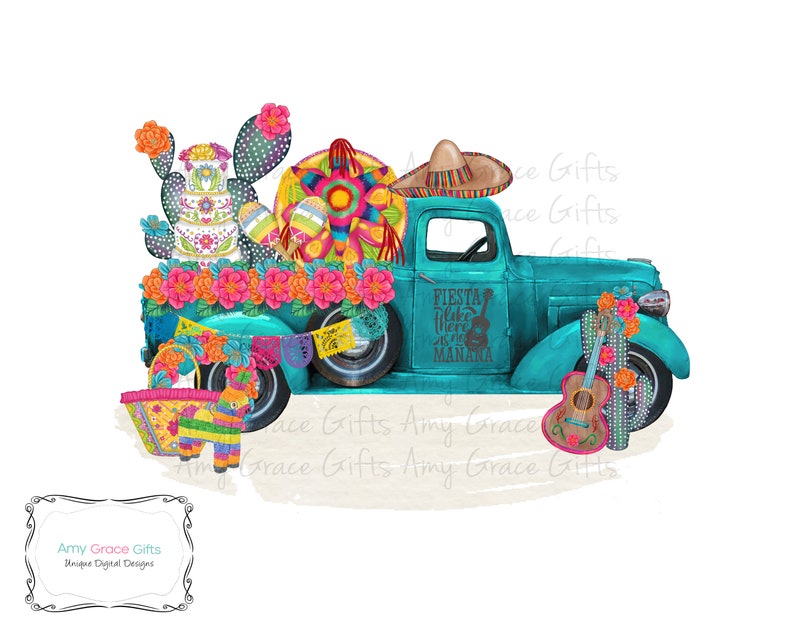 Fiesta Truck Cinco De Mayo Digital Design Clipart | Etsy