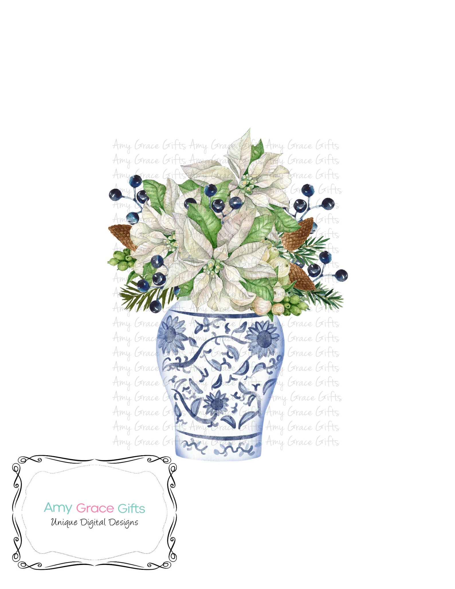 White Poinsettia Ginger Jar Christmas Winter Topiary - Etsy