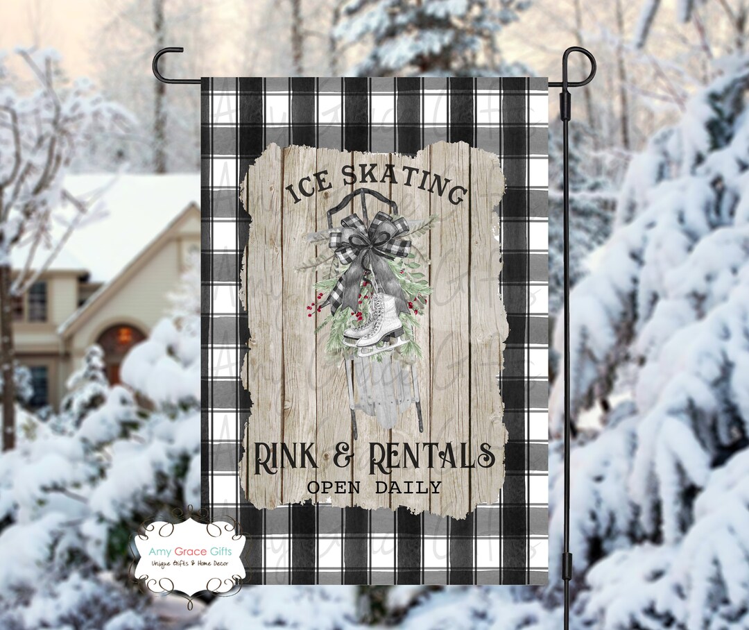 Ice Skate Sled Christmas Flag - Etsy