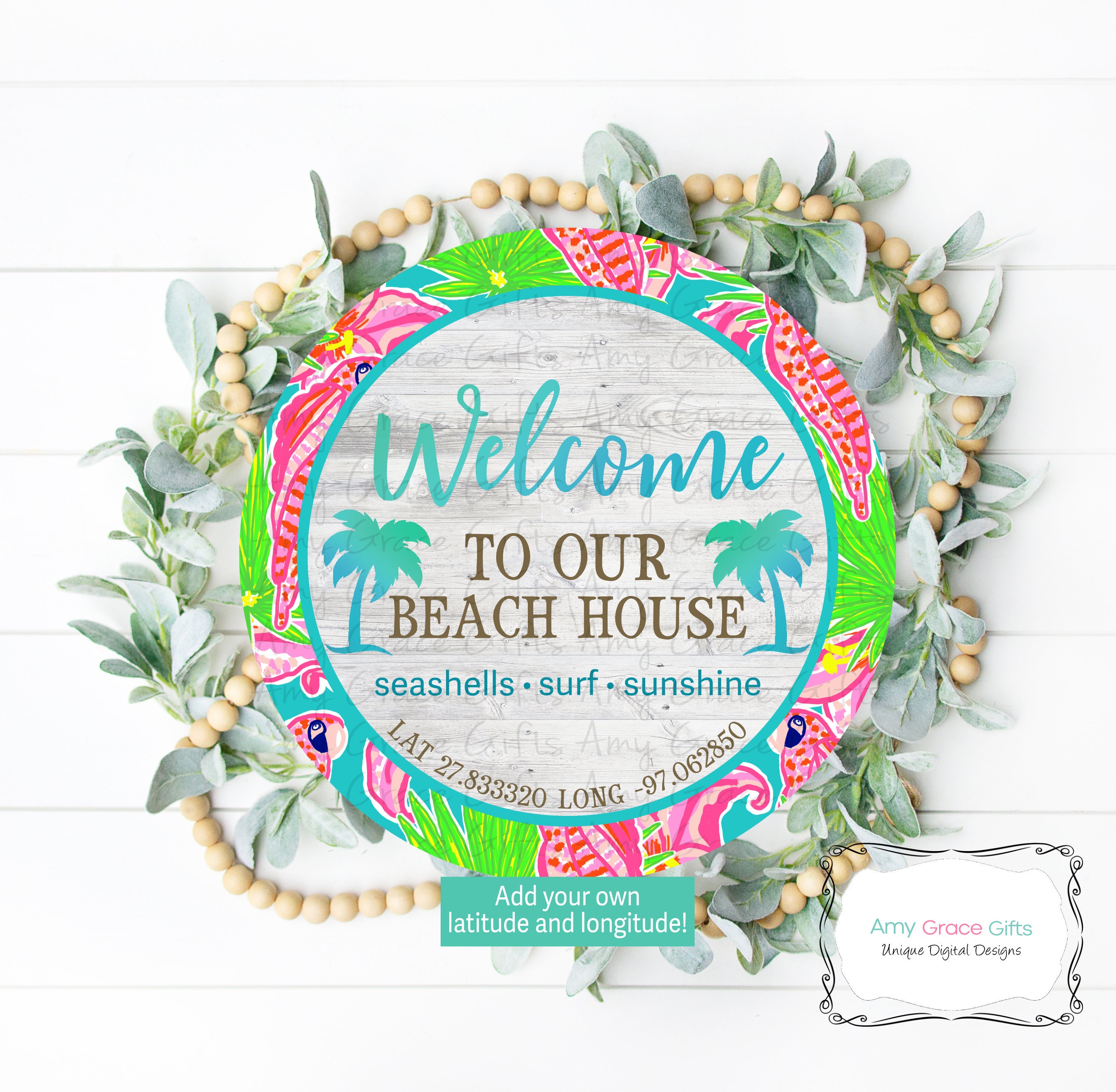 Welcome to Our Beach House Round Sign, Digital Design, Sublimation, PNG ...