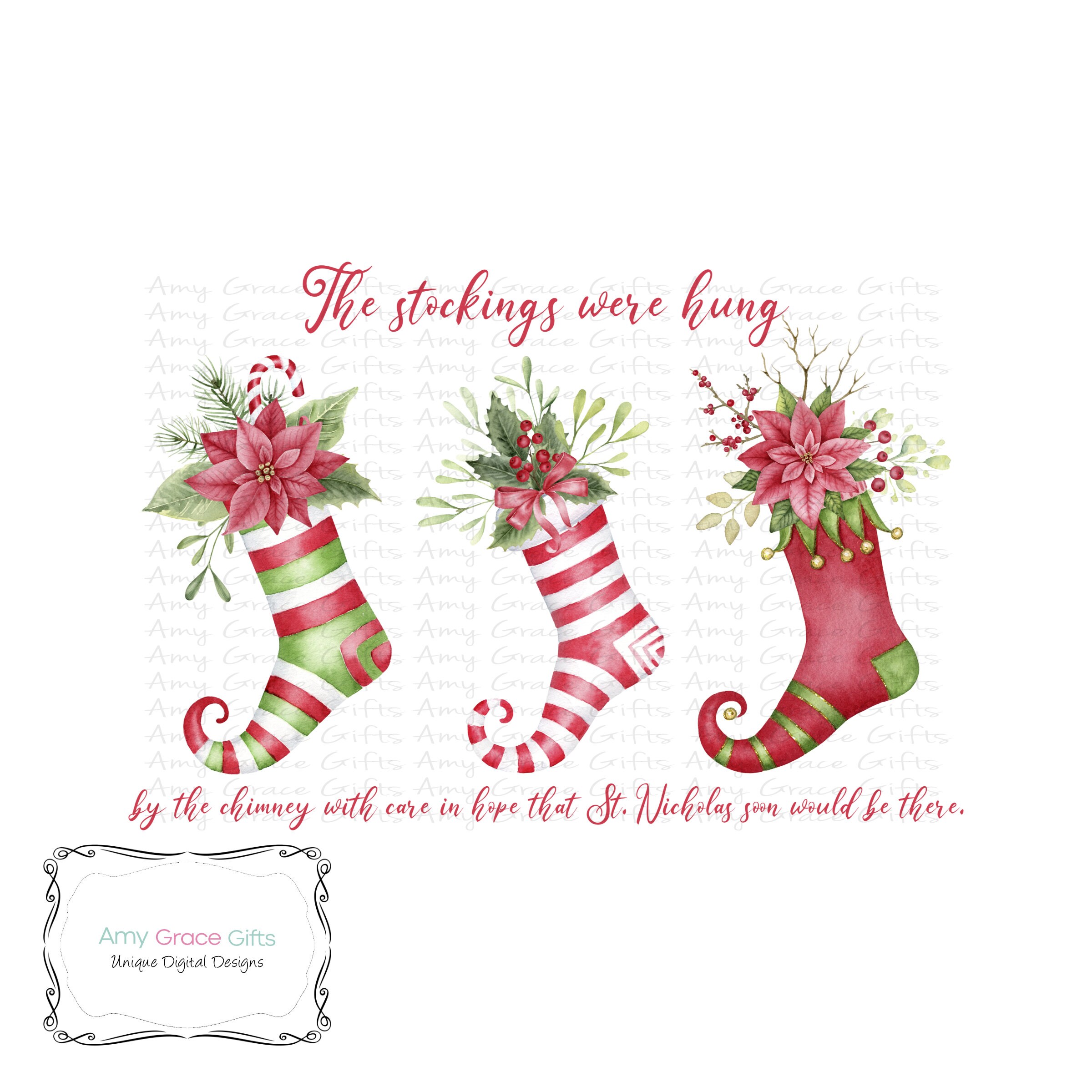 Stockings Were Hung, Christmas, Clipart, Digital Design, Instant ...