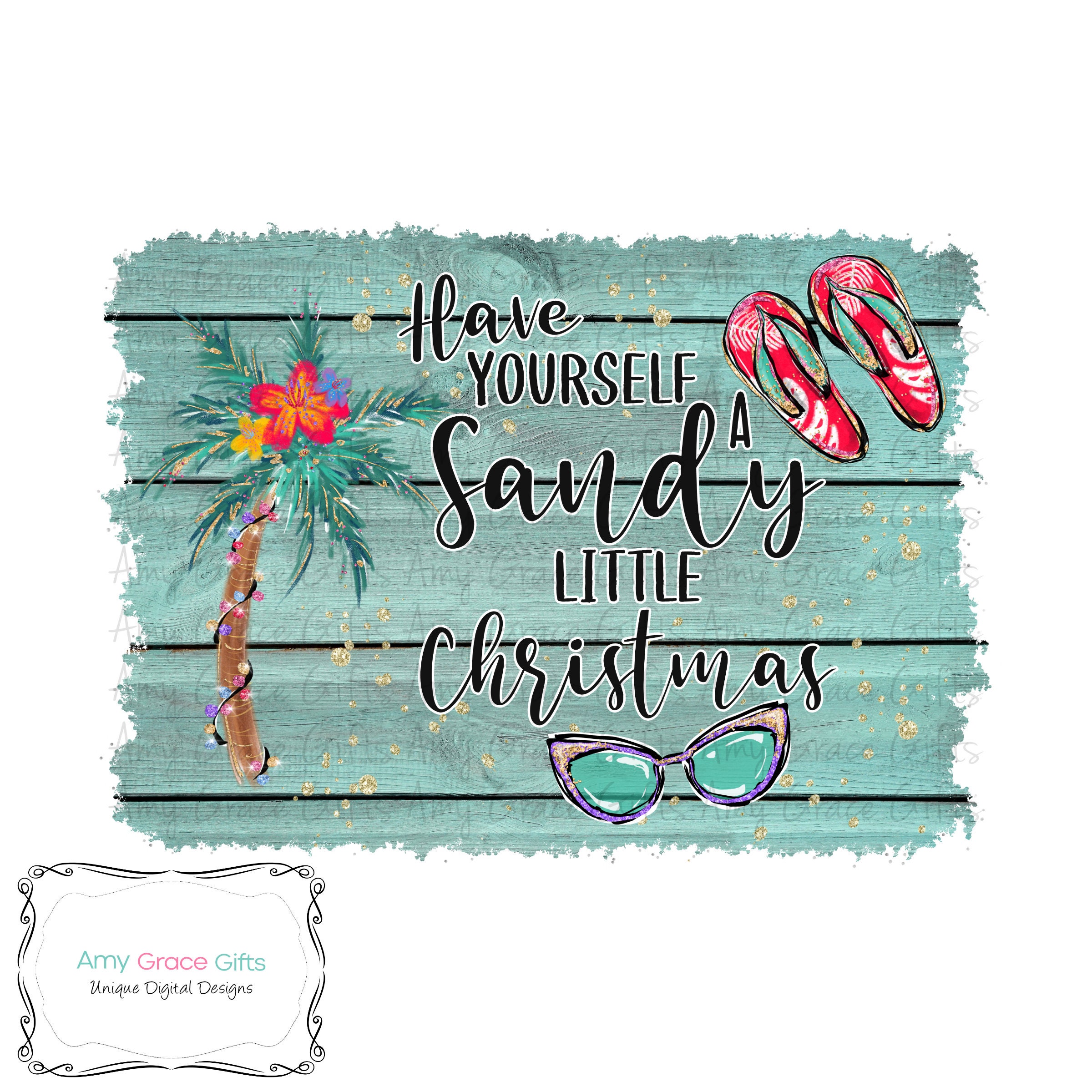 Sandy Christmas Beach, Clipart, Digital Design, Instant Download ...