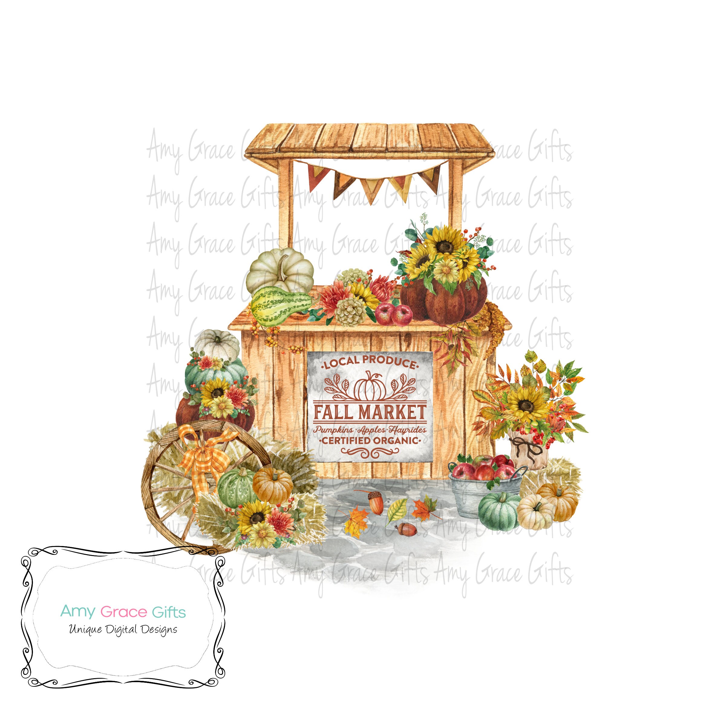 Pumpkin Stand Market, Clipart, Instant Download, Printable Art ...