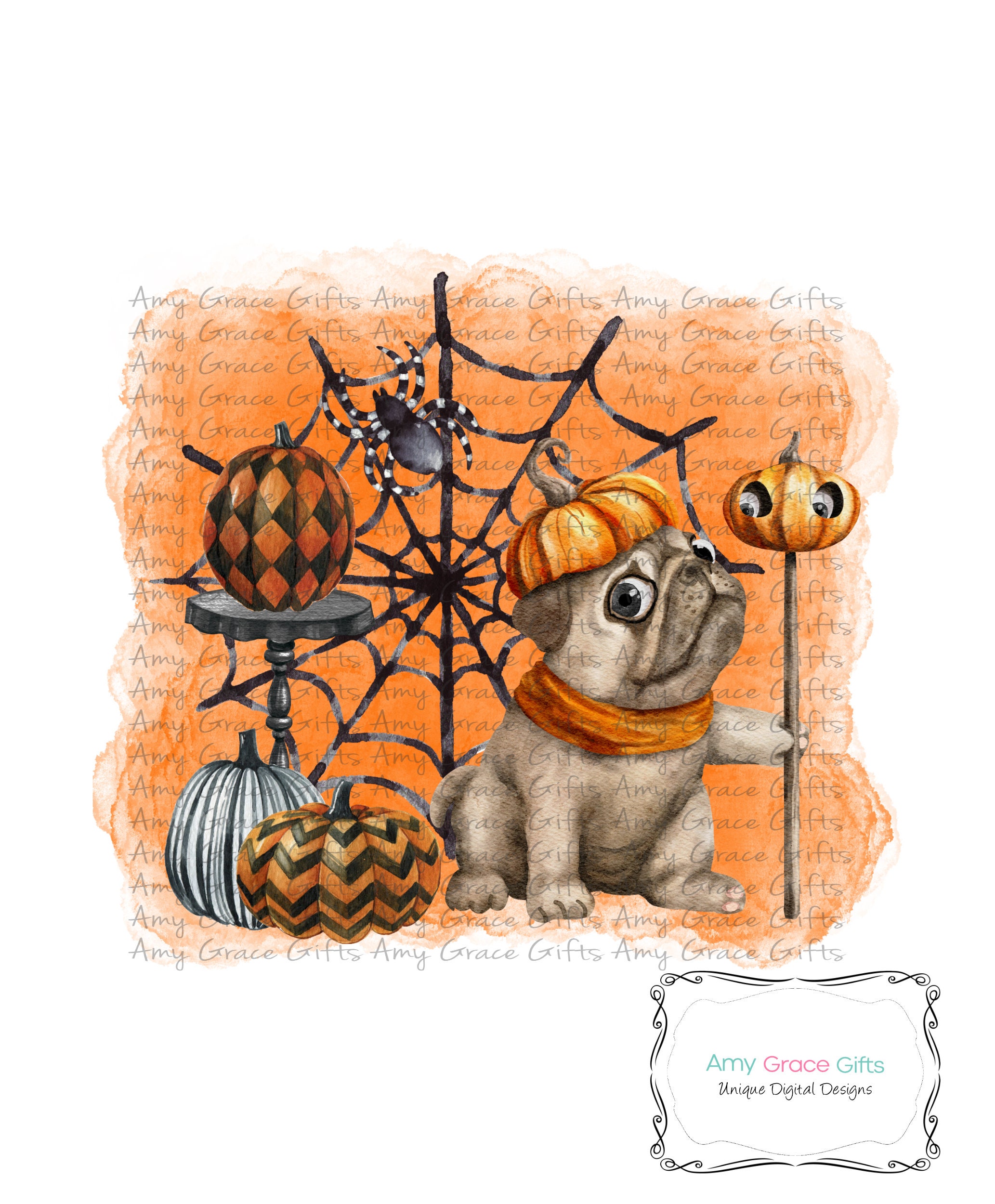 Halloween Pug Dog, Clipart, Digital Design, Instant Download, Printable ...