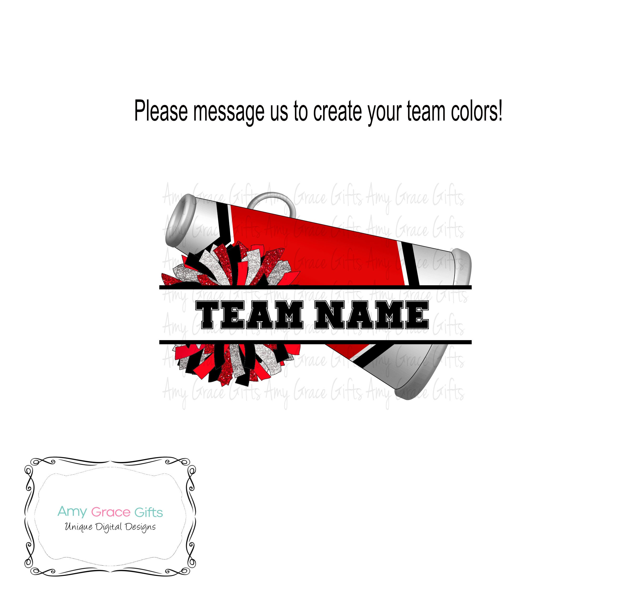 Cheer Megaphone Pom Poms Split Design, Clipart, Sublimation, Design ...