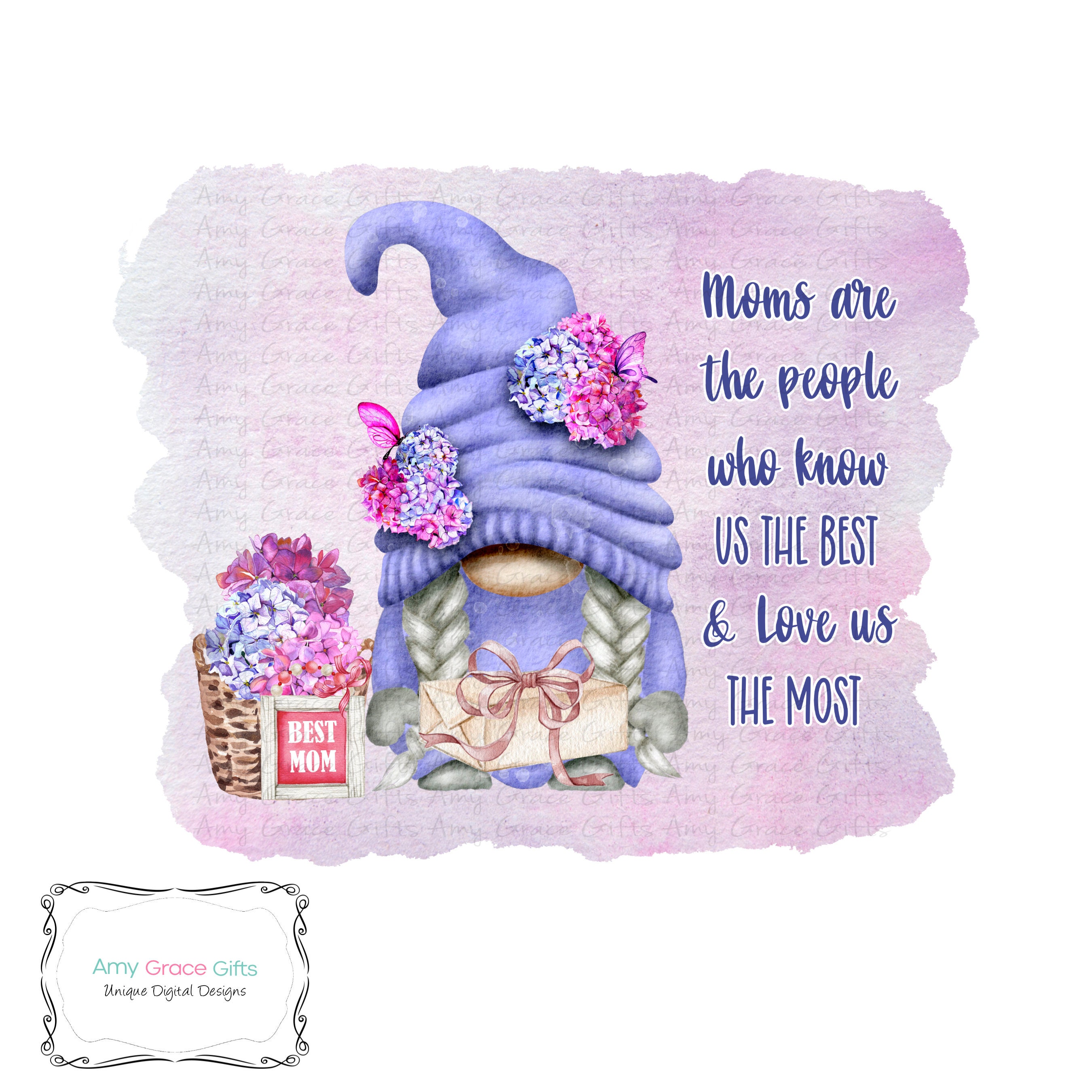Mother's Day Mom Gnome, Digital Design, Sublimation, PNG, Instant ...
