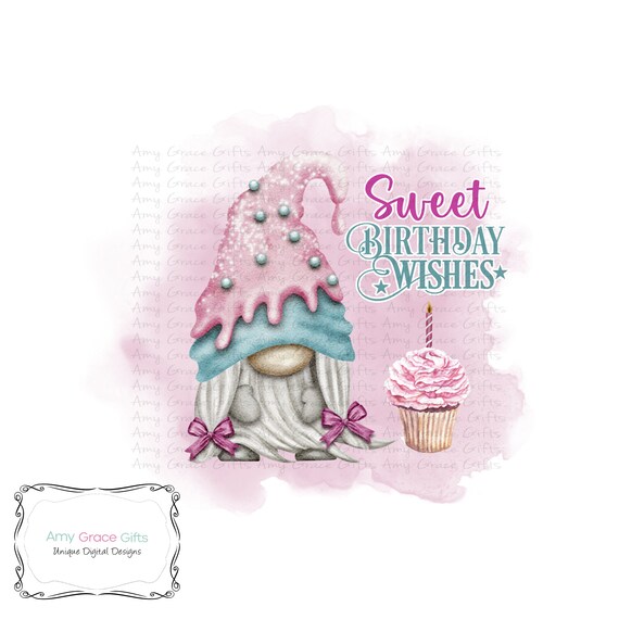 Sweet Birthday Wishes Gnome Digital Design Printable Art - Etsy
