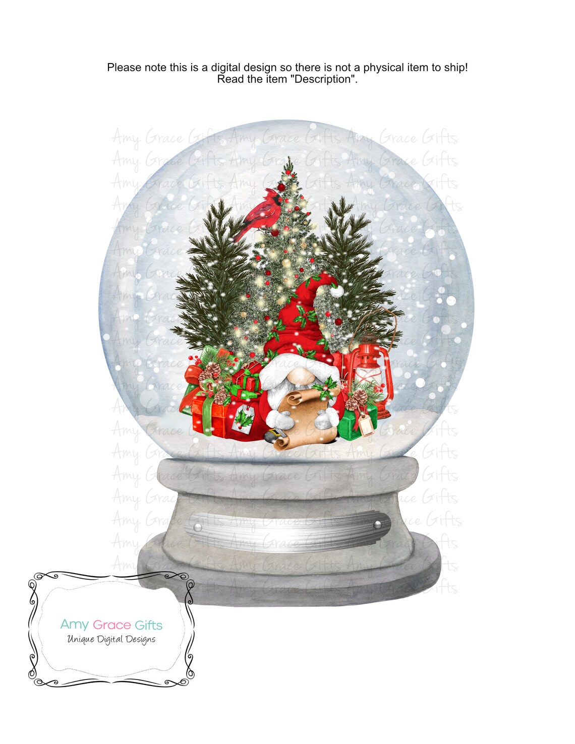 Snow Globe Santa Gnome Christmas Clipart Digital Design - Etsy