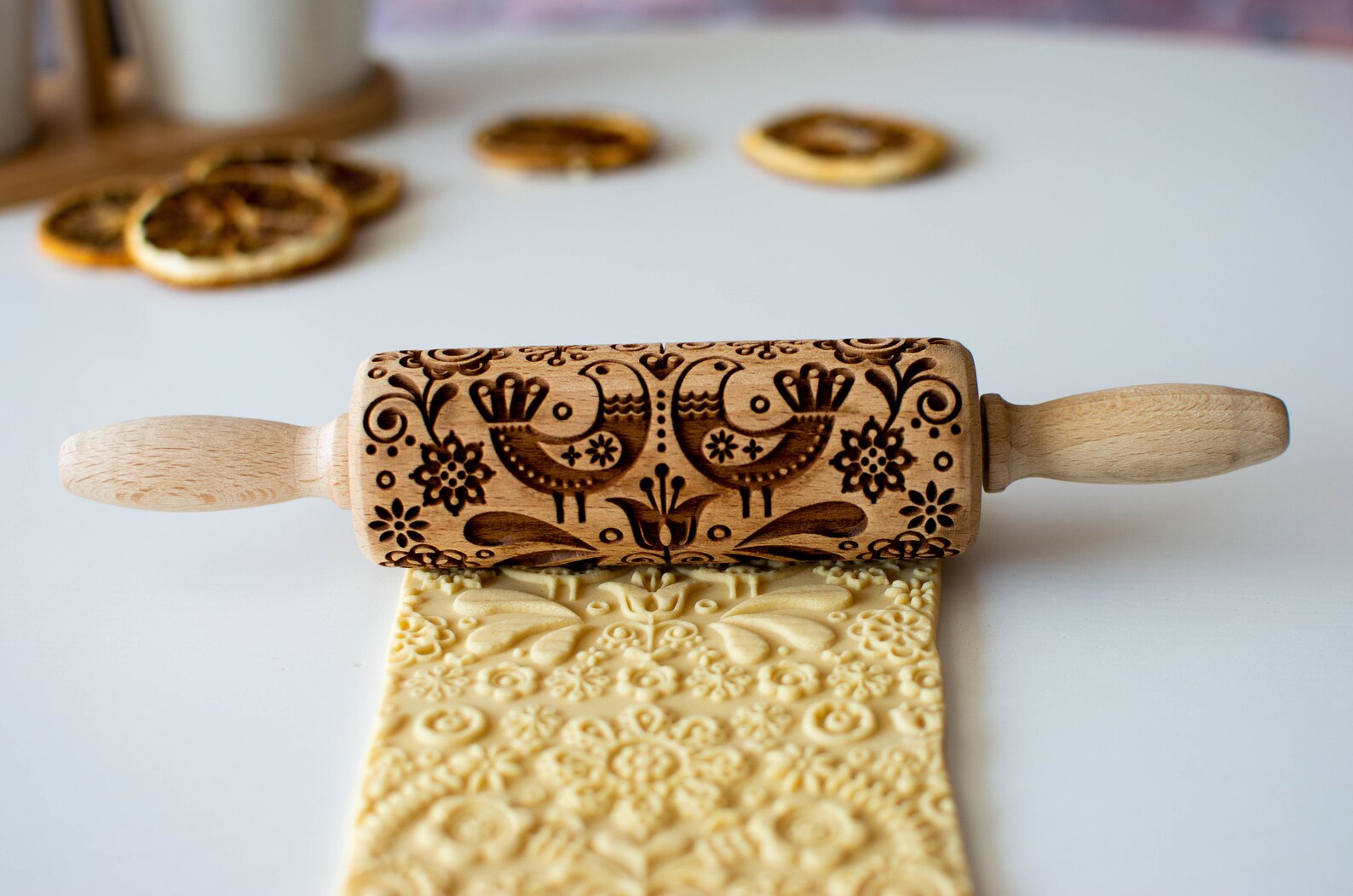 Scandinavian folk Mini Rolling Pin Embossing rolling pin | Etsy