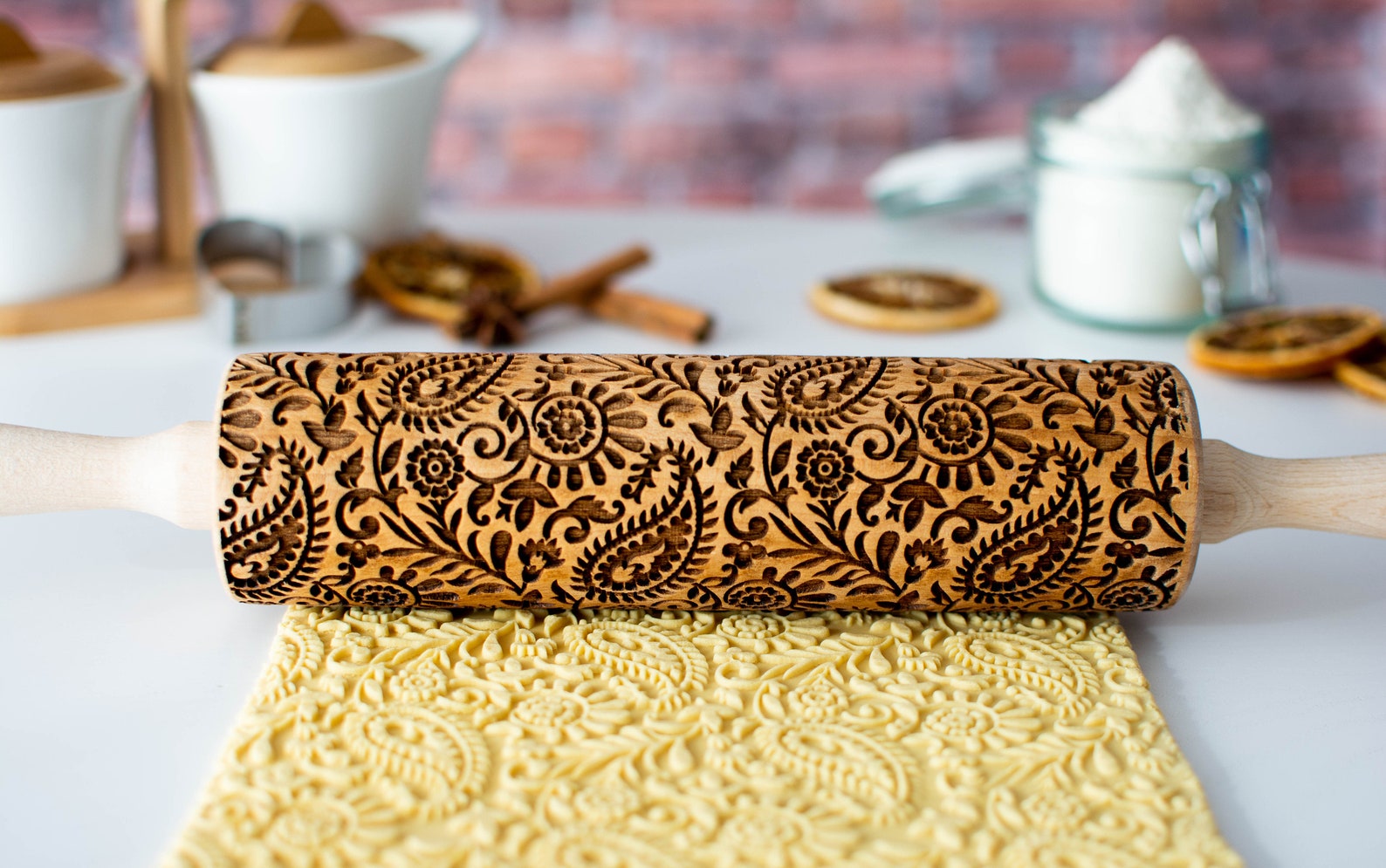 Paisley Pattern - Embossing Rolling Pin, Cookies Decorating Roller ...