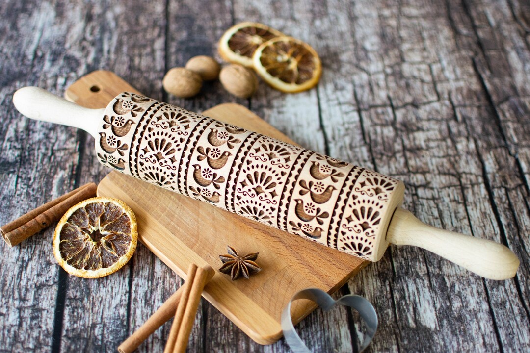 Mexican Folk Pattern - Embossing Rolling Pin, Cookies Decorating Roller ...