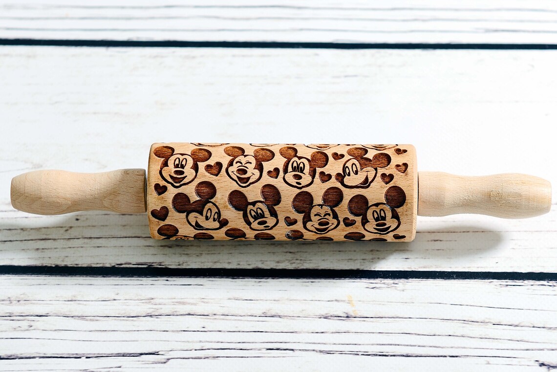 Mickey Mouse Mini Rolling Pin Embossing Rolling Pin Laser | Etsy
