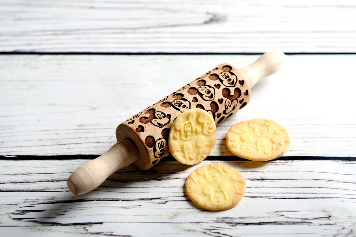 Mickey Mouse Mini Rolling Pin Embossing Rolling Pin Laser | Etsy