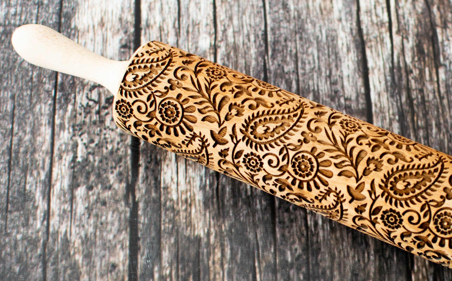 Paisley Pattern - Embossing Rolling Pin, Cookies Decorating Roller ...