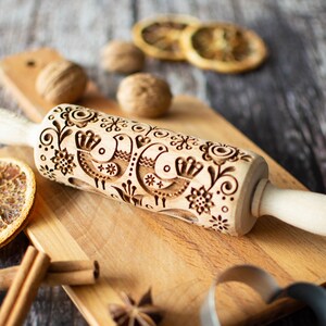 Scandinavian Folk - Mini Rolling Pin, Embossing Rolling Pin, Laser ...