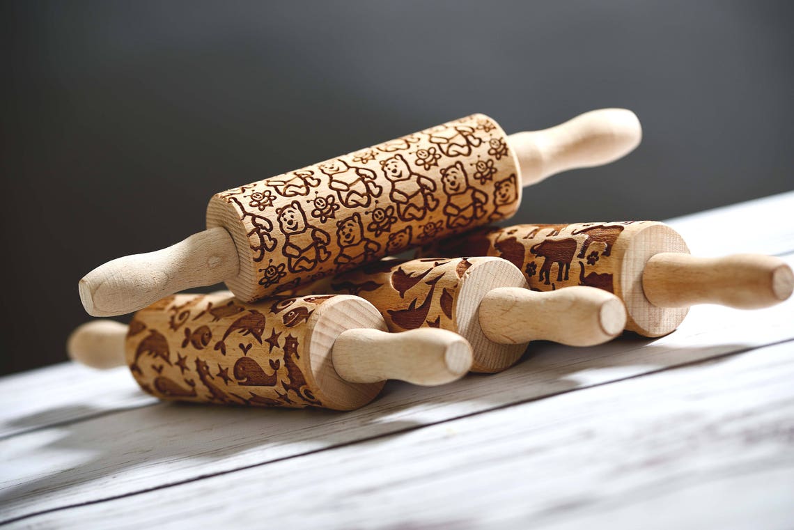 SET of 4 Mini Rolling Pins Laser Engraved Rolling Pin | Etsy